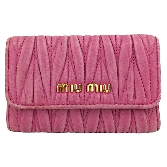 Miu Miu | Accessories | Miu Miu Pink Leather Key Wallet | Poshmark